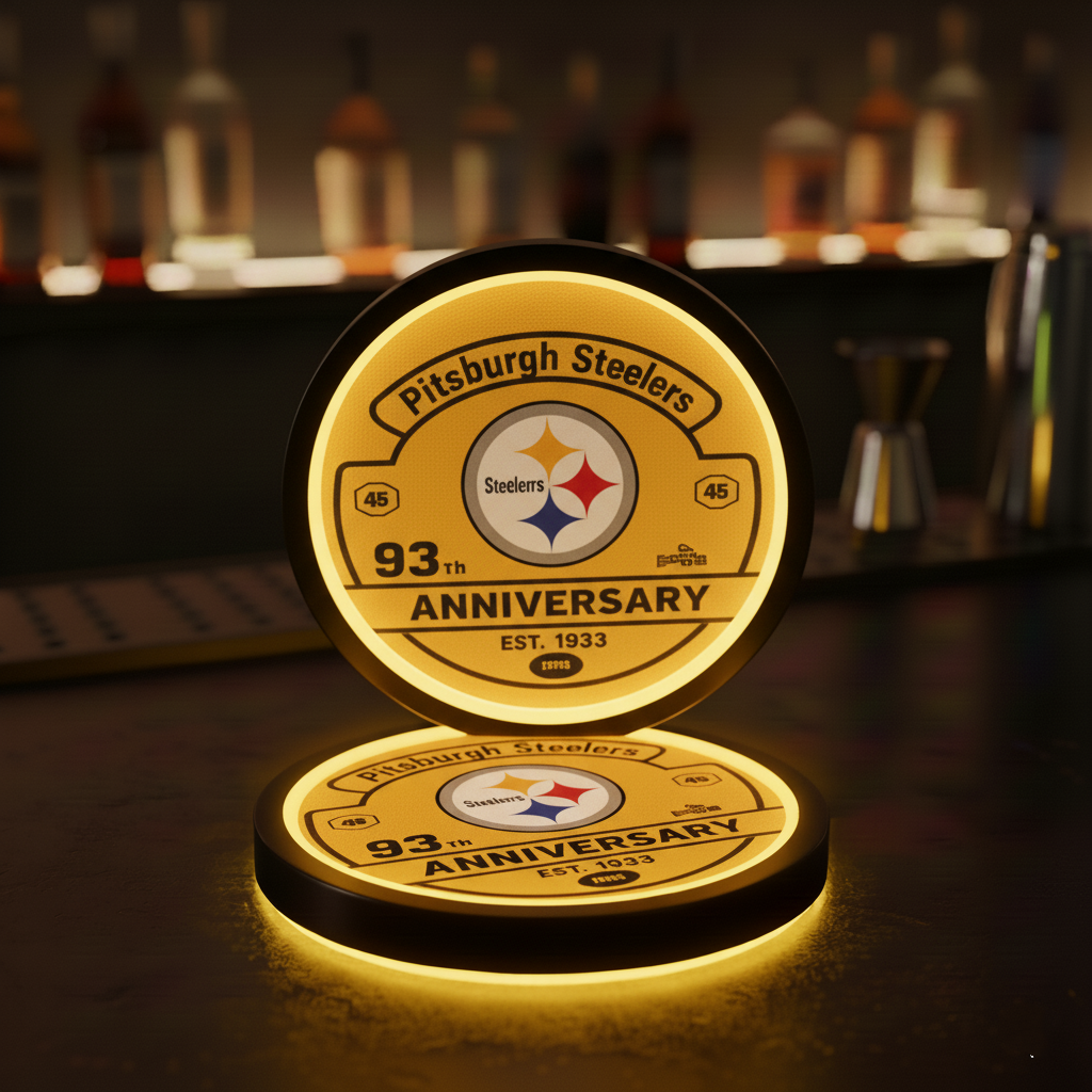 Pittsburgh Steelers 93rd Anniversary LED Light-Up Coaster – Hearthnect